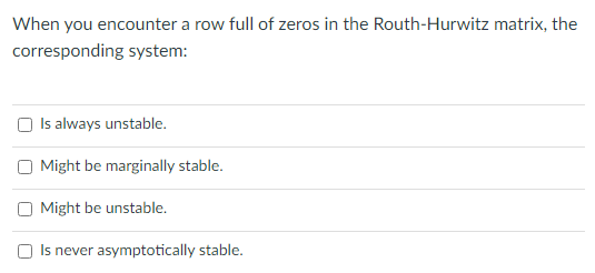 Solved When you encounter a row full of zeros in the | Chegg.com