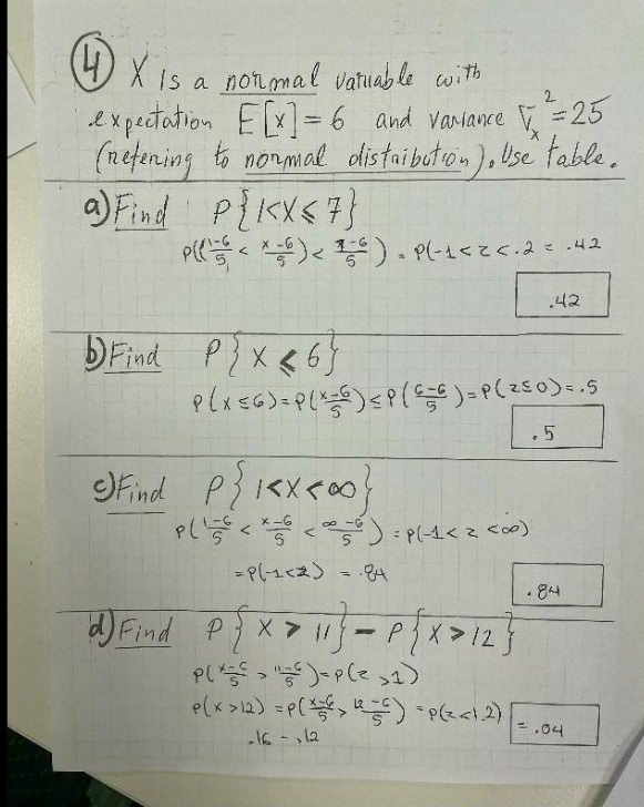 Solved (4) X is a normal variable with expectation E[x]=6 | Chegg.com