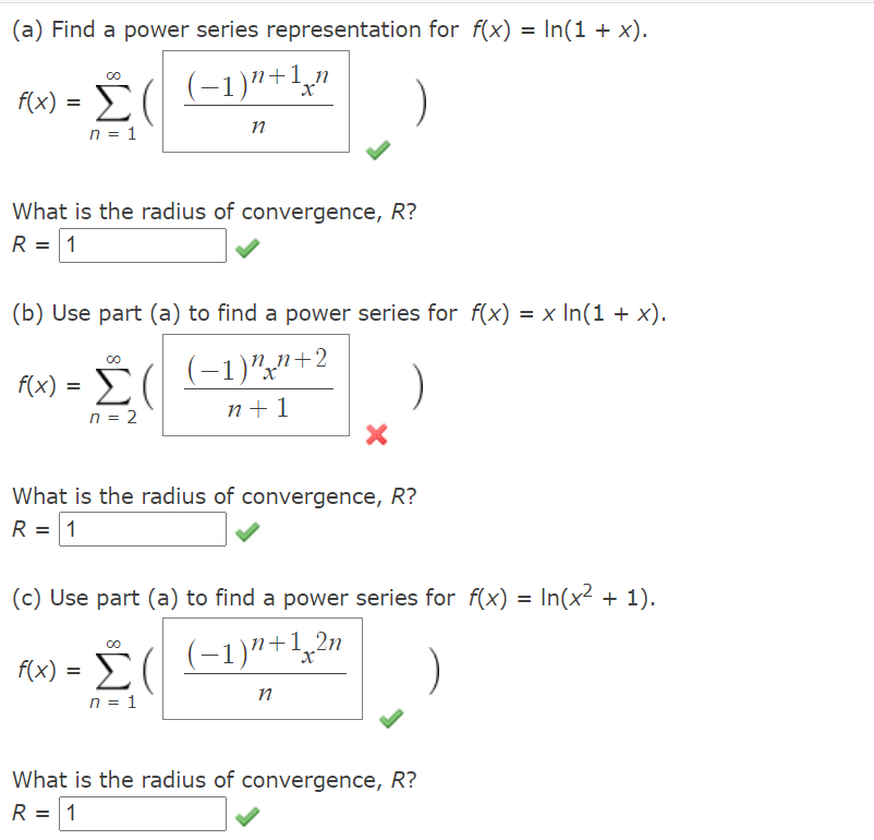 Solved = (a) Find a power series representation for f(x) = | Chegg.com
