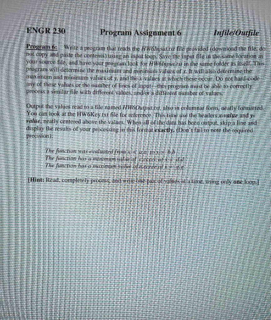 Solved Engr 230 Program Assignment 6 Infileoutfile Program 8646