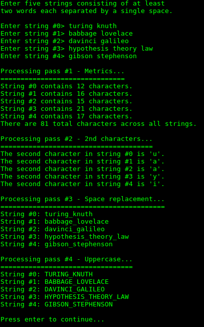 Solved This week's assignments begins our work with strings | Chegg.com