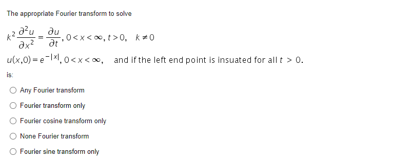 Solved The appropriate Fourier transform to solve | Chegg.com