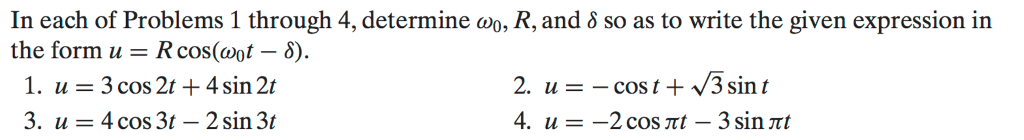 Solved In each of Problems 1 through 4, determine ?0 , R, | Chegg.com