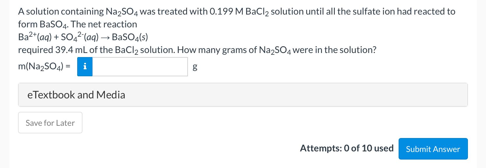Solved A solution containing Na2SO4 was treated with | Chegg.com