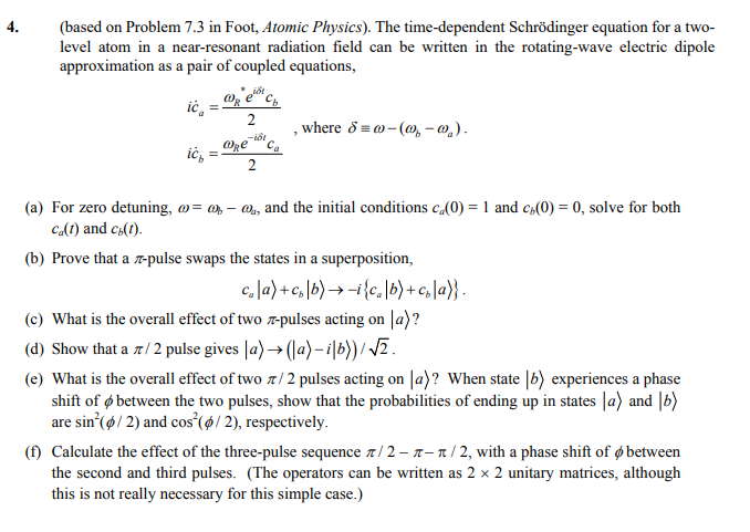 Solved (based on Problem 7.3 in Foot, Atomic Physics). The | Chegg.com