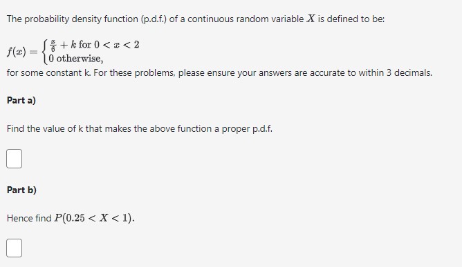 Solved The probability density function (p.d.f.) ﻿of a | Chegg.com
