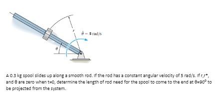 Solved 5 radis A 0.3 kg spool slides up along a smooth rod. | Chegg.com