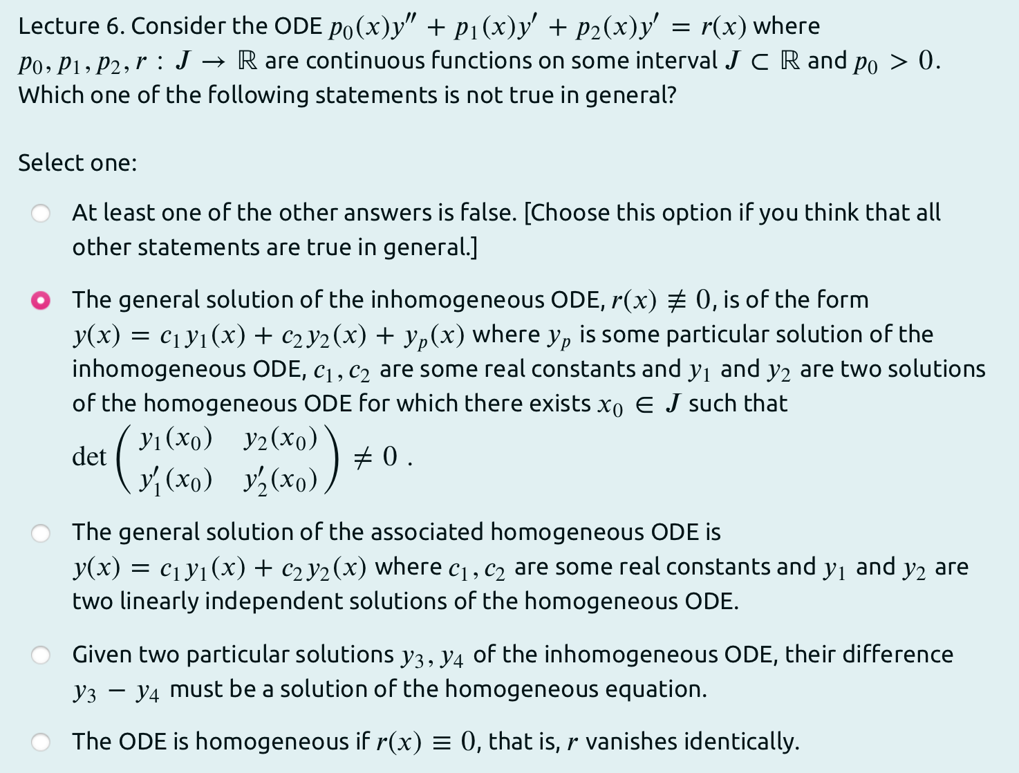 Solved Lecture 6. ﻿Consider the ODE | Chegg.com