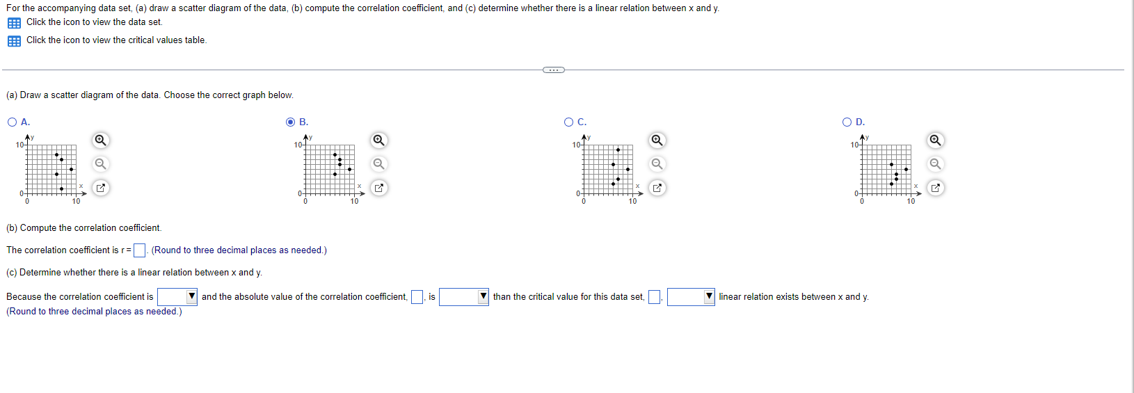 Click the icon to view the critical values table. (a) | Chegg.com