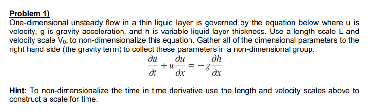 Solved One-dimensional unsteady flow in a thin liquid layer | Chegg.com