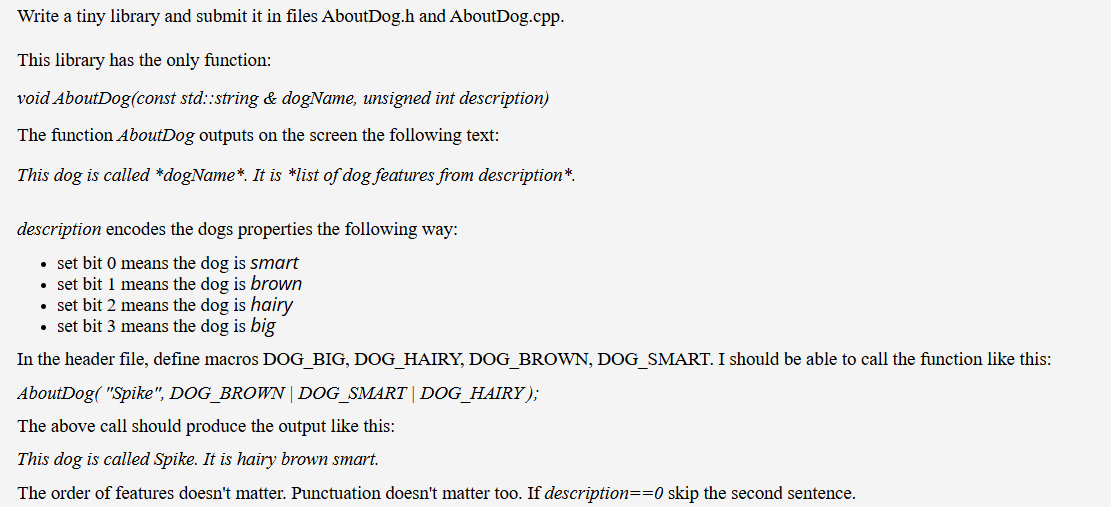 Solved In the header file, define macros DOG_BIG, DOG_HAIRY, | Chegg.com