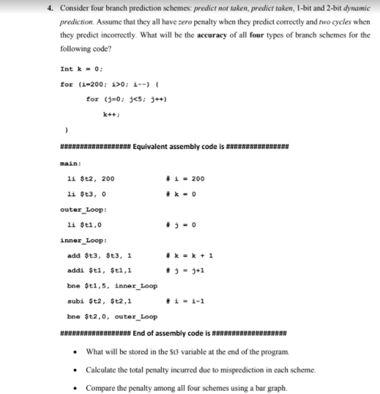 4. Consider four branch prediction schemes: predict | Chegg.com