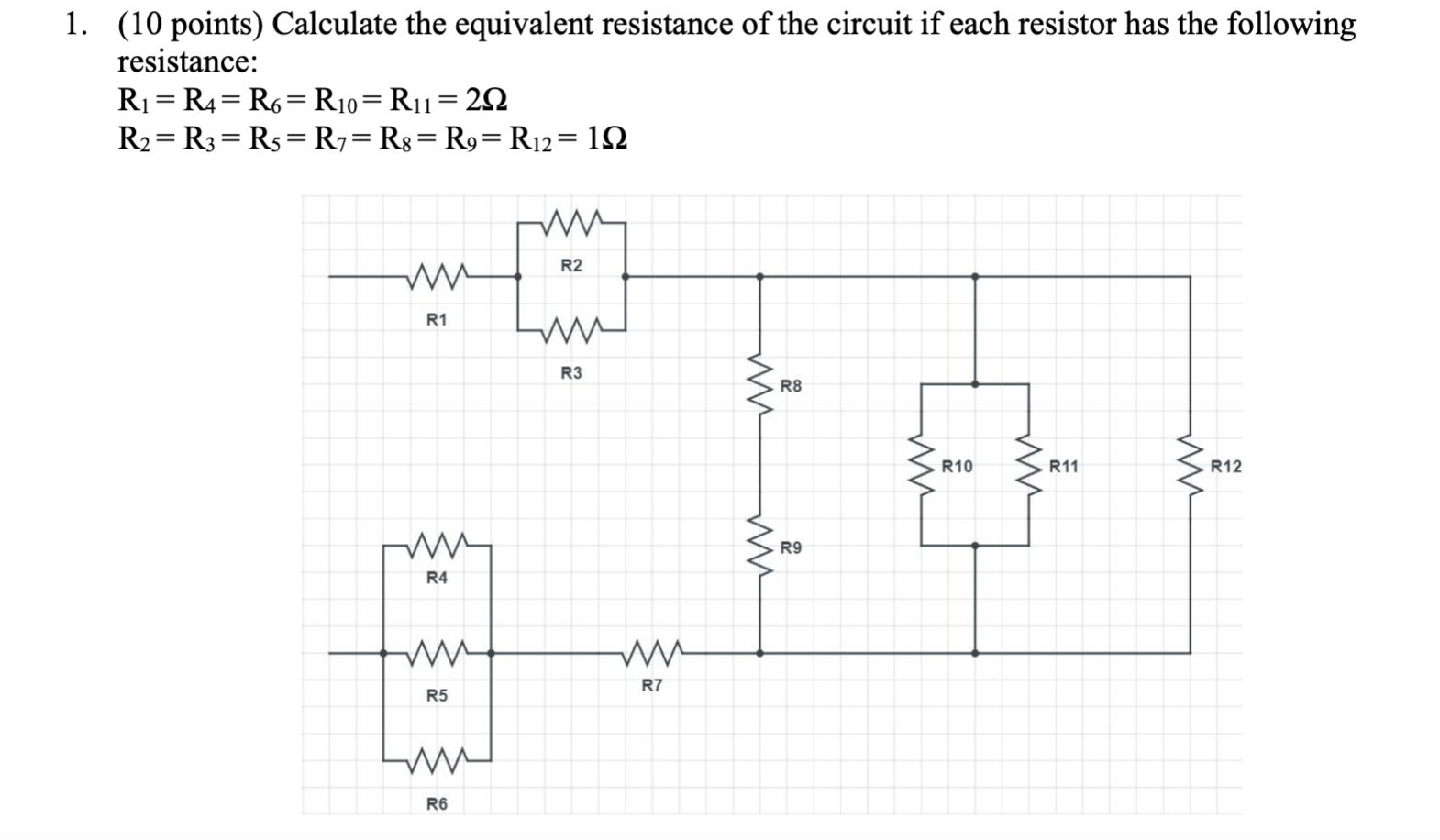 Solved 1. (10 points) Calculate the equivalent resistance of | Chegg.com