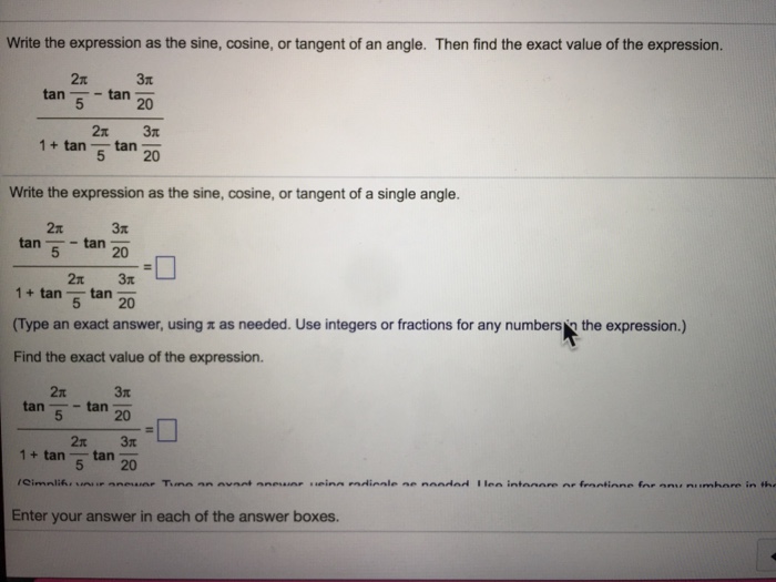 Solved Write the expression as the sine, cosine, or tangent | Chegg.com