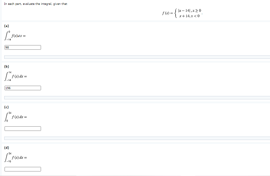 Solved In each part, evaluate the integral, given that | Chegg.com