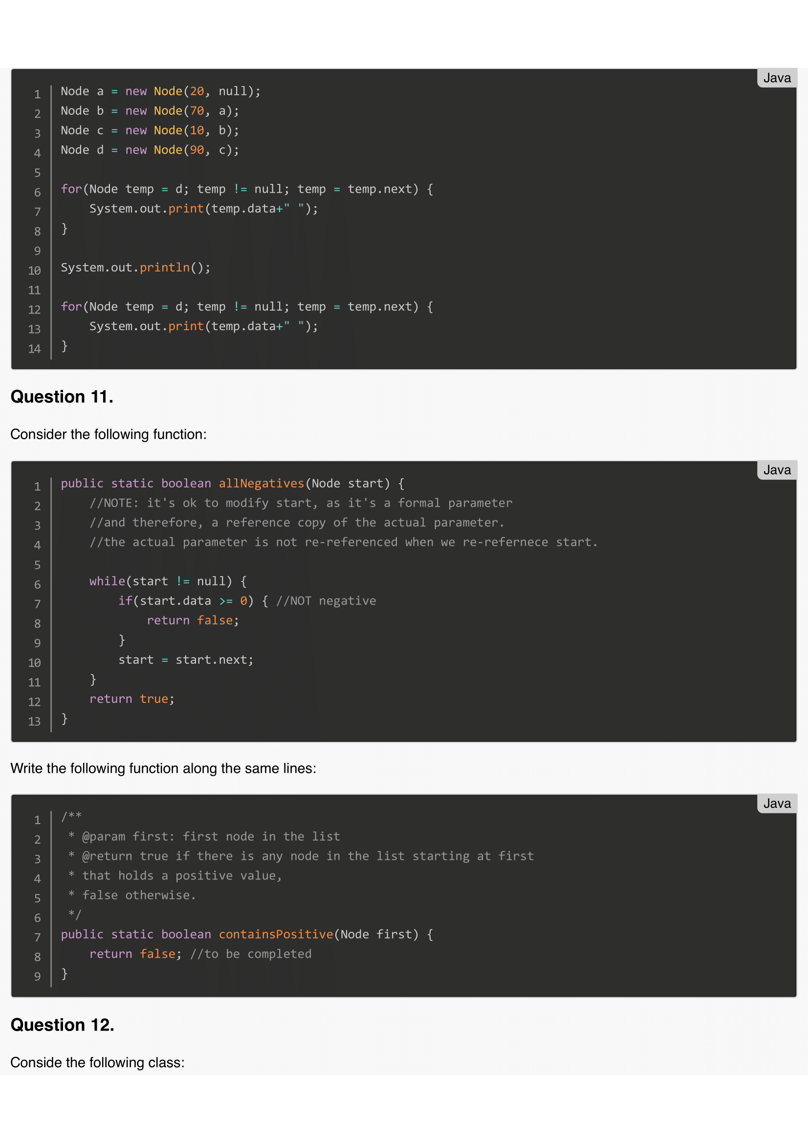 Solved Java 1 2 Node a = new Node (20, null); Node b = new | Chegg.com