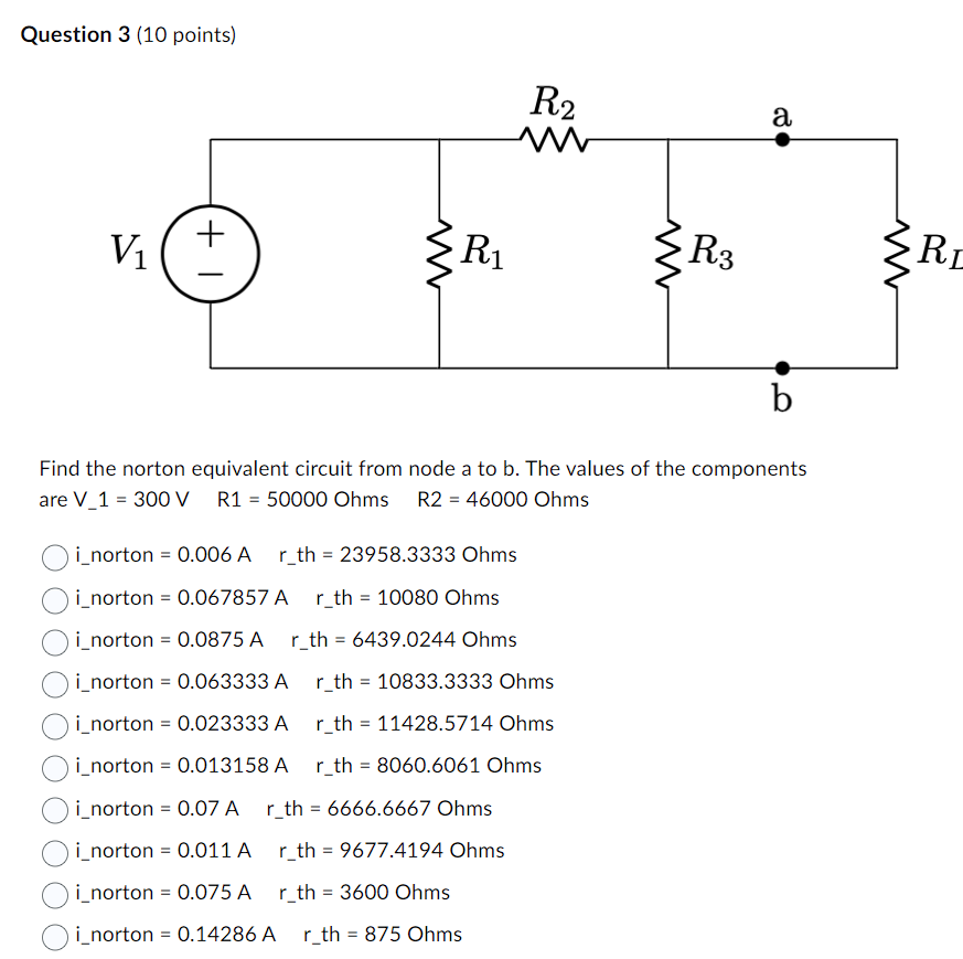 Solved Question 3 (10 points) Find the norton equivalent | Chegg.com