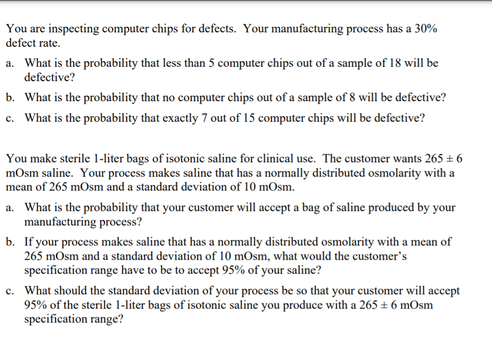 Solved You are inspecting computer chips for defects. Your | Chegg.com