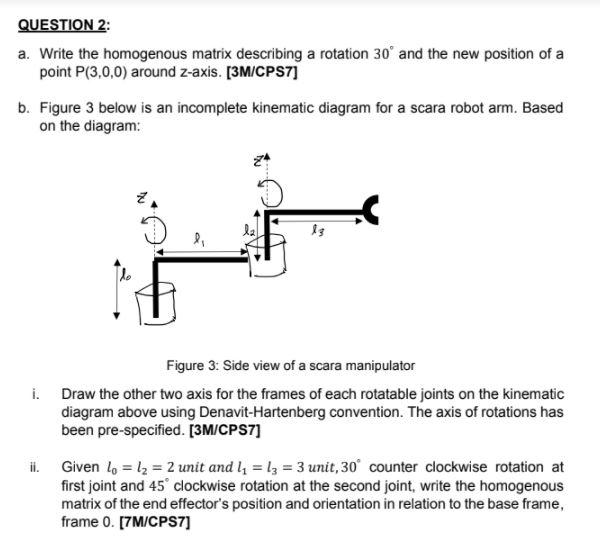 Solved QUESTION 2: a. Write the homogenous matrix describing | Chegg.com