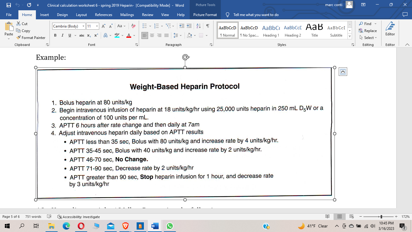 Solved Calculation of Continuous IV Heparin Solutions | Chegg.com