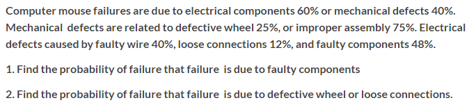 Solved Computer mouse failures are due to electrical | Chegg.com