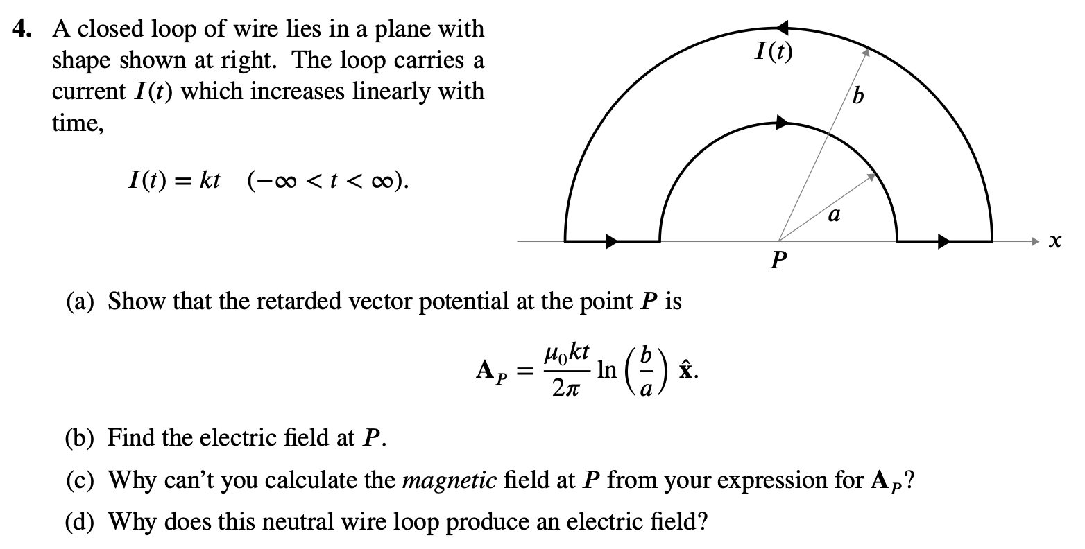 Solved 4. A closed loop of wire lies in a plane with shape | Chegg.com