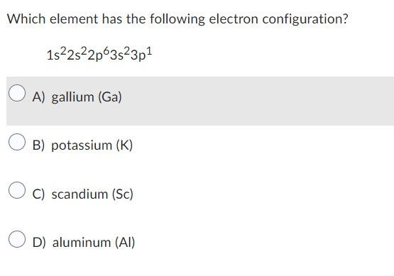 Solved Which element has the following electron | Chegg.com