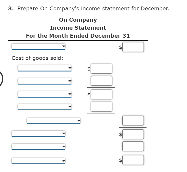 Solved Manufacturing Income Statement, Statement of Cost of | Chegg.com