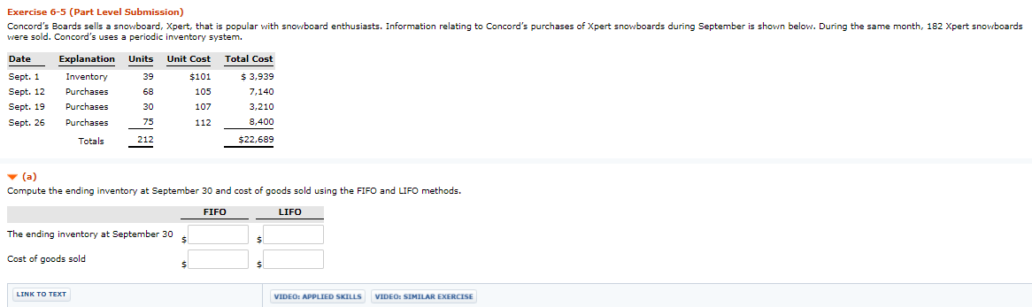 Solved Exercise 6-5 (Part Level Submission) Concord's Boards | Chegg.com