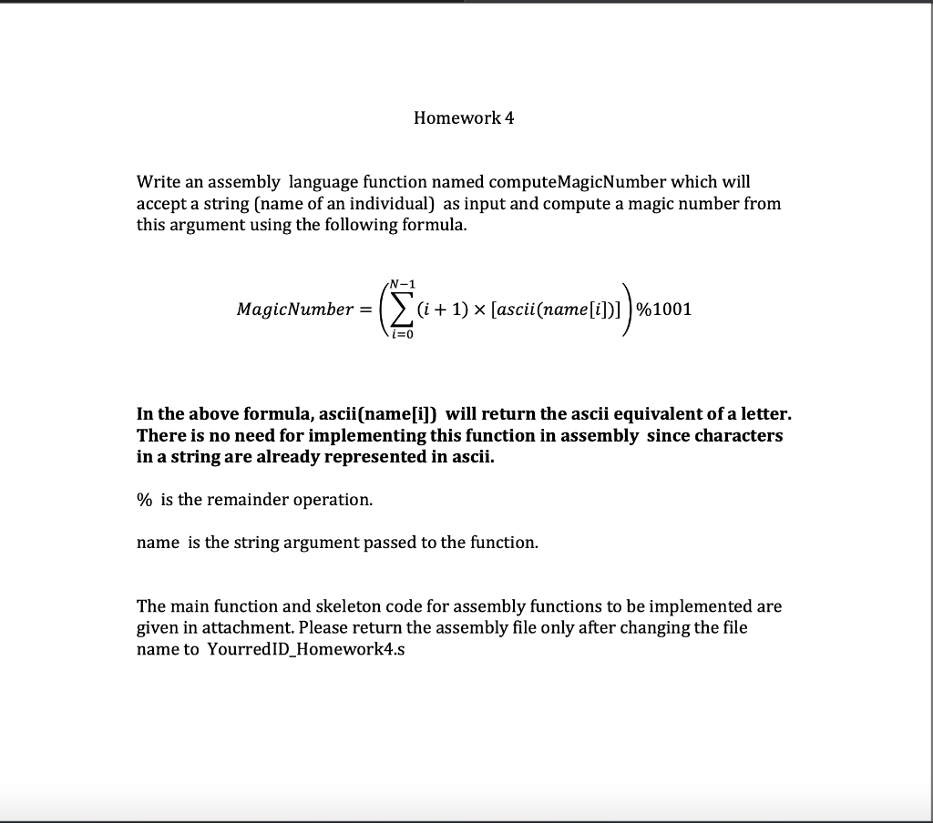 Homework 4 Write an assembly language function named | Chegg.com