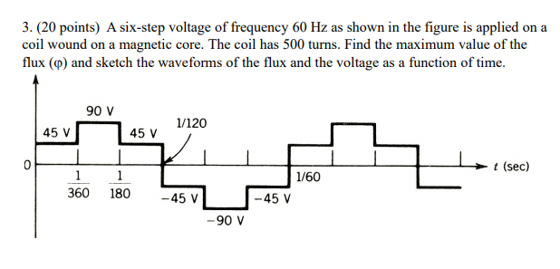 Solved 3. (20 points) A six-step voltage of frequency 60 Hz | Chegg.com