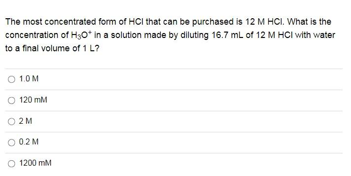 Solved The most concentrated form of HCl that can be | Chegg.com
