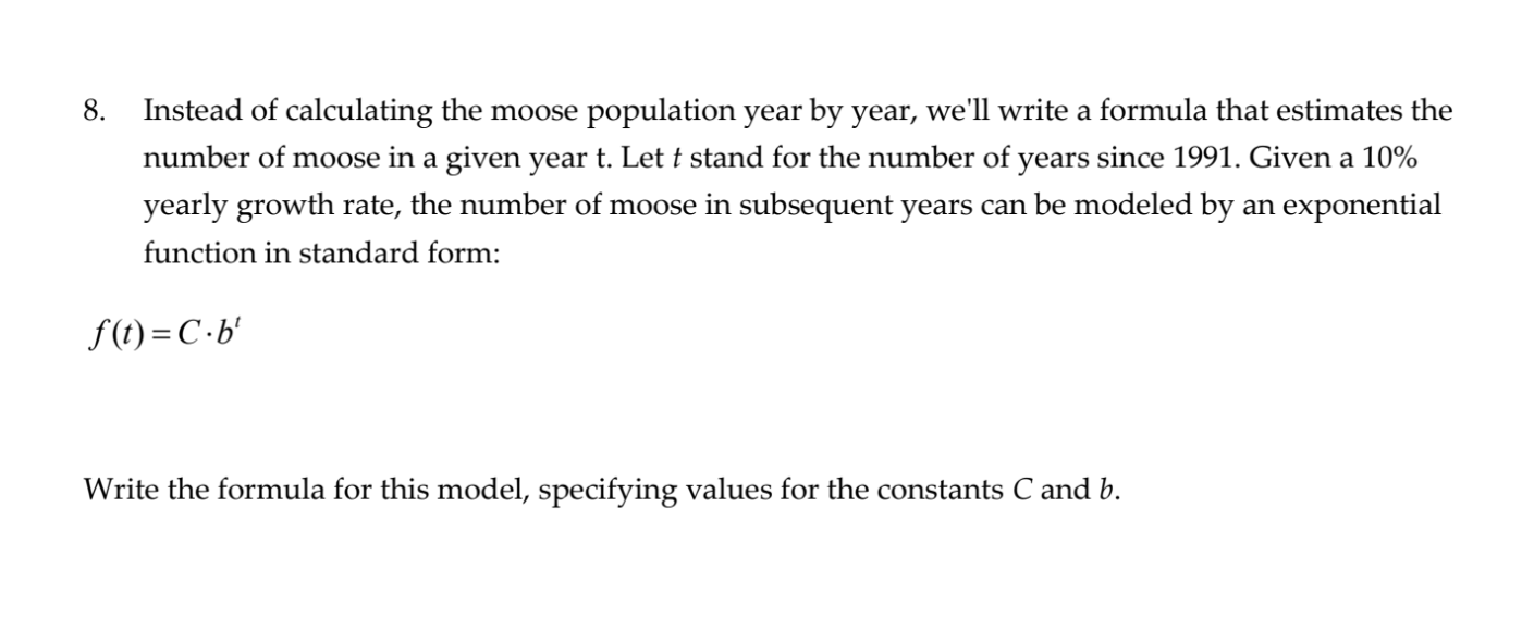 9. The standard-form exponential model you just wrote | Chegg.com