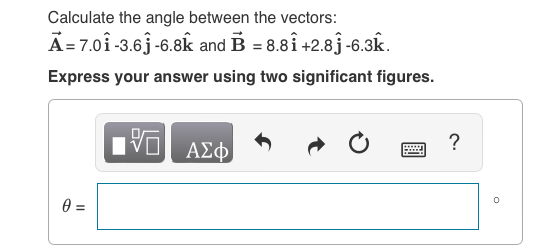 Solved Calculate the angle between the vectors: | Chegg.com