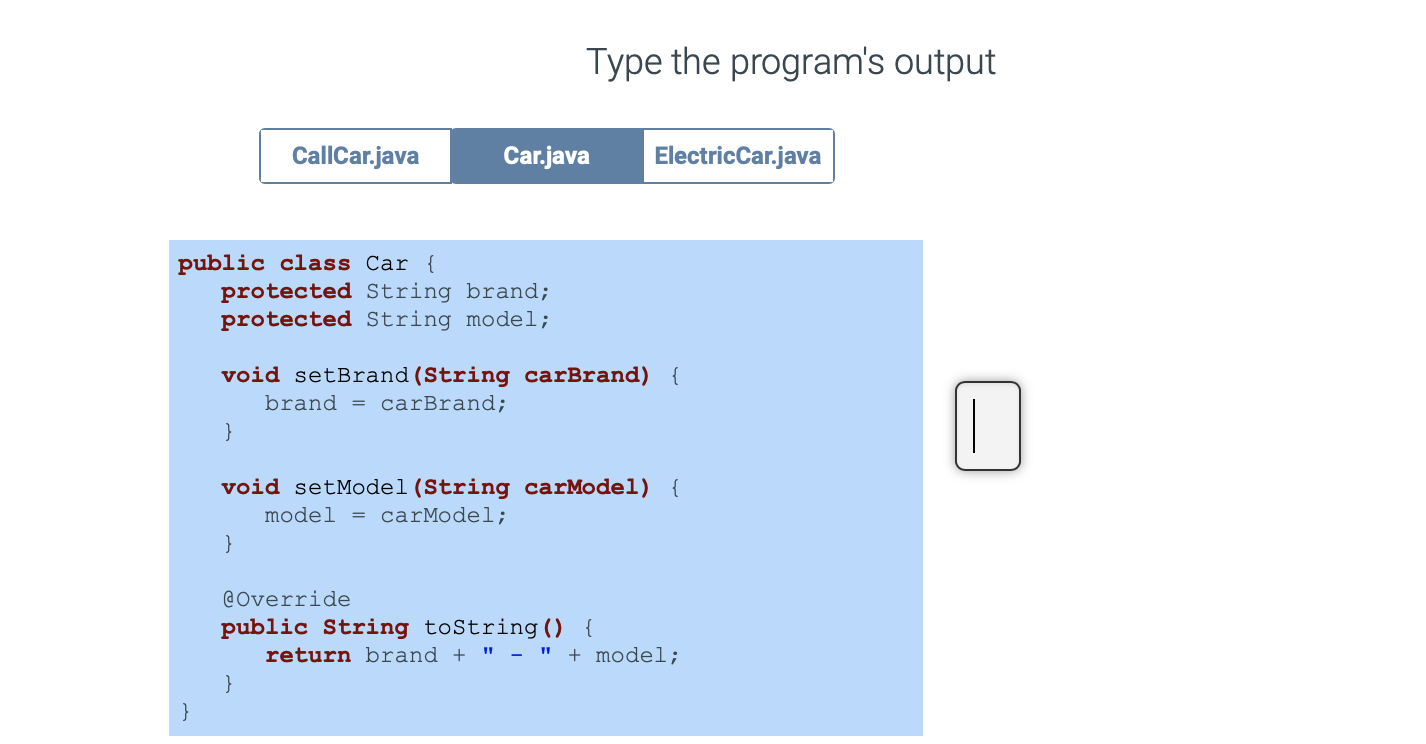 Solved ump to level 1 Type the program's output CallCar.java | Chegg.com