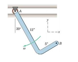 Solved The right-angle arm rotates about an axis through | Chegg.com