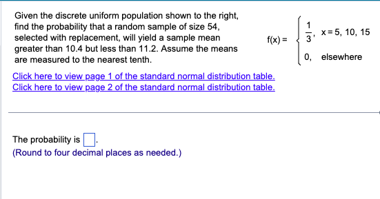 Solved Given the discrete uniform population shown to the | Chegg.com