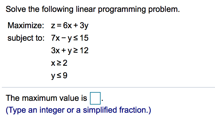 Solved Solve the following linear programming problem. | Chegg.com