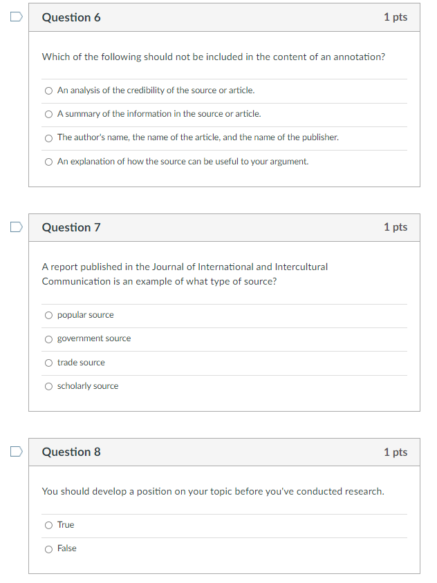 Solved D Question 6 1 pts Which of the following should not | Chegg.com