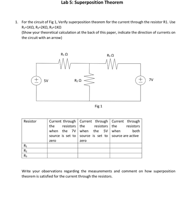 Solved Lab 5: Superposition Theorenm 1. For the circuit of | Chegg.com