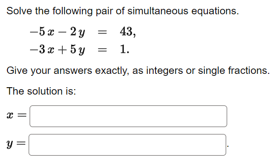 Solved Solve the following pair of simultaneous | Chegg.com