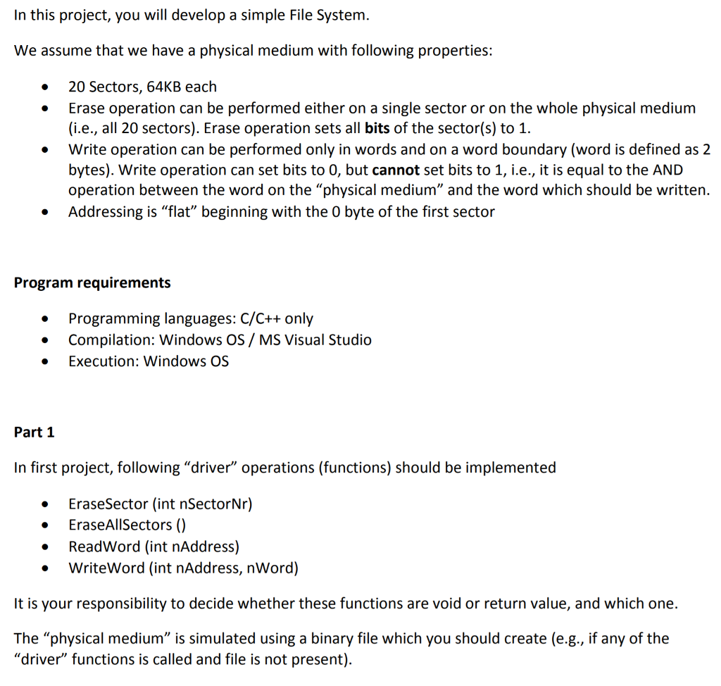 Solved In this project, you will develop a simple File | Chegg.com