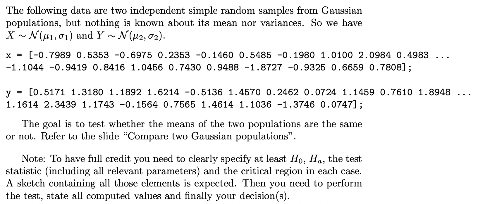 Solved The following data are two independent simple random | Chegg.com