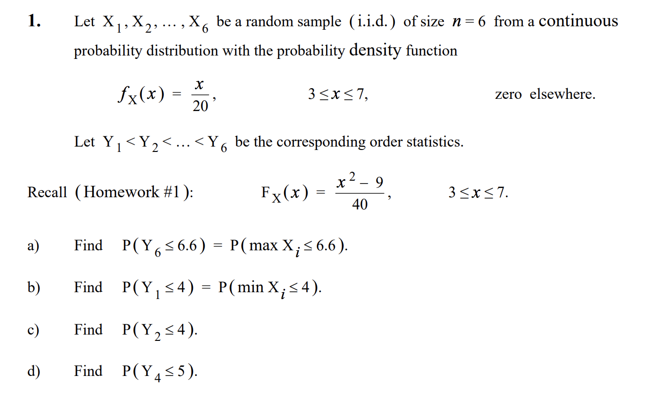 Solved 1. Let X ,X2, ..., X, be a random sample (i.i.d.) of | Chegg.com