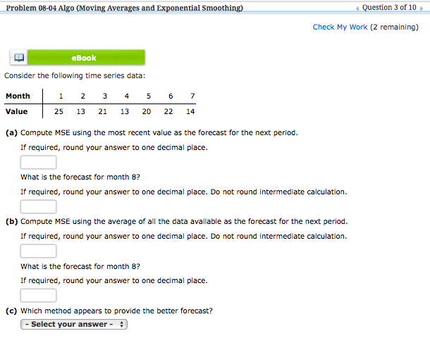 Solved Problem 08-04 Algo Moving Averages and Exponential | Chegg.com