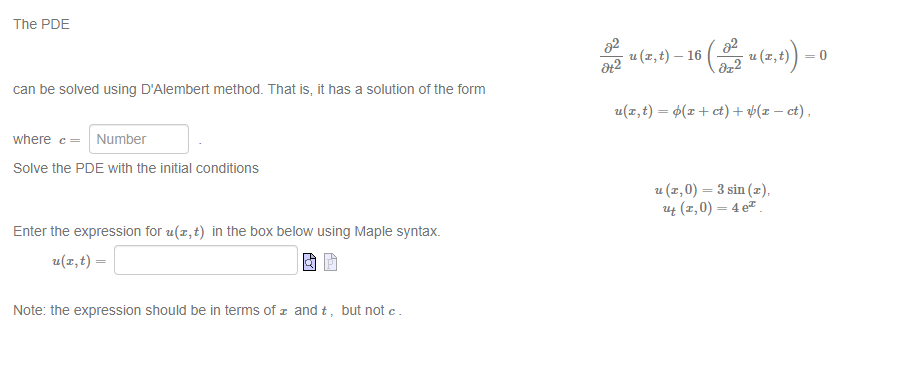Solved The PDE u (2,t) - 16 6 ( 4 (2:t)) - 0 042 can be | Chegg.com