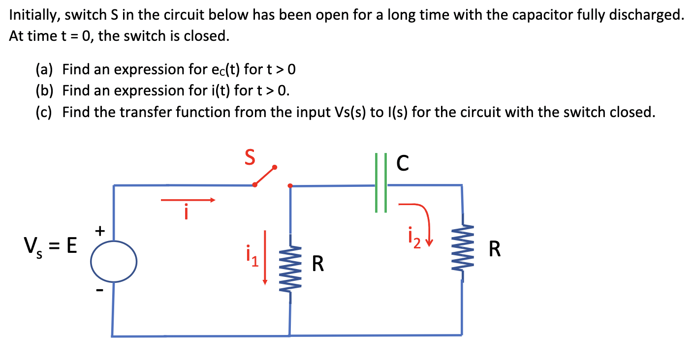 Solved Initially, switch S in the circuit below has been | Chegg.com
