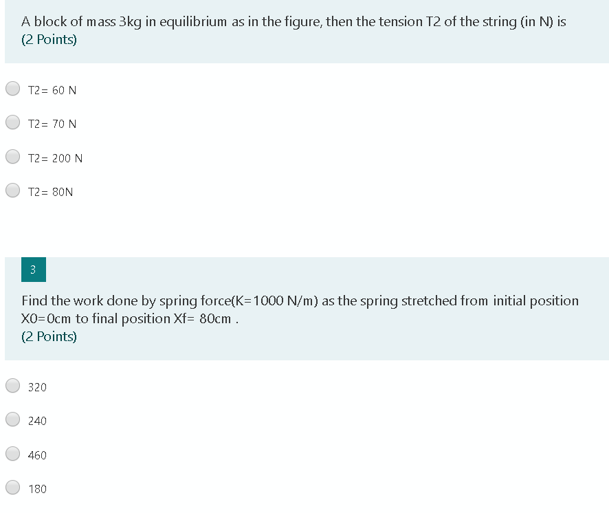 Solved 2 T2 T1 30 m A block of mass 3kg in equilibrium as in | Chegg.com