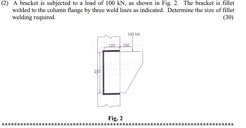 Solved (2) A bracket is subjected to a load of 100 kN, as | Chegg.com