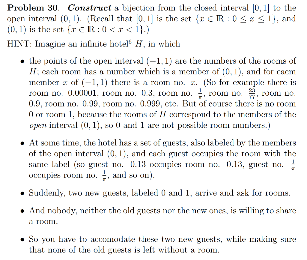 Solved Problem 30. Construct a bijection from the closed | Chegg.com